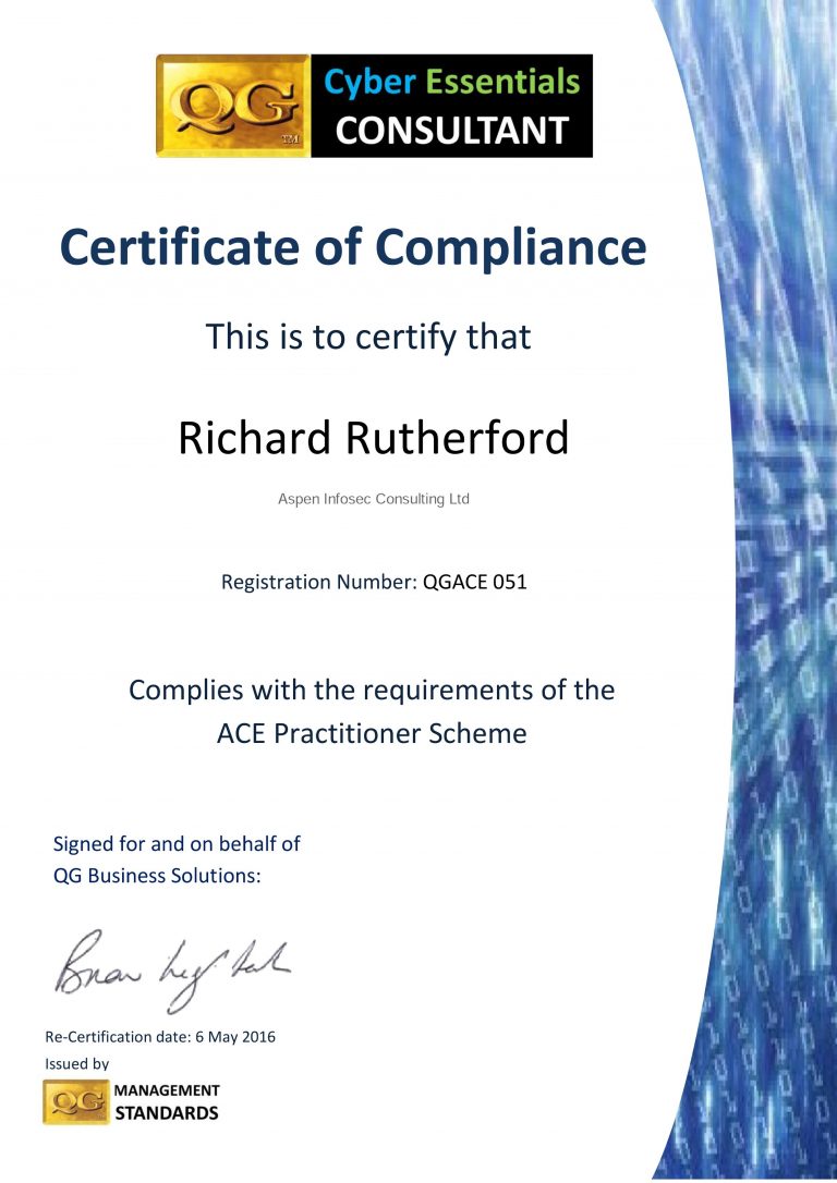 15 16 ACE Certificate - QG Management Standards