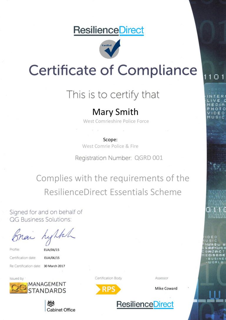 RD certificate RPS v2-page-001 - QG Management Standards